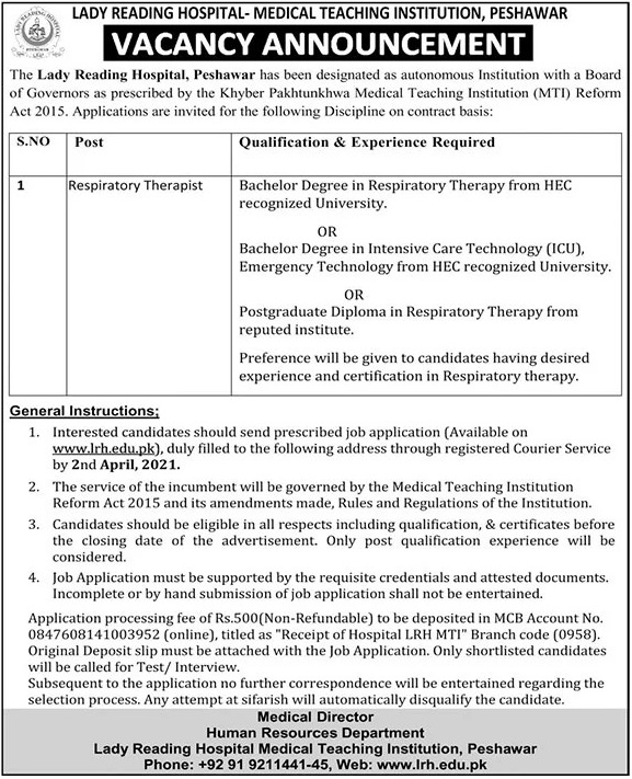 LRH Peshawar Jobs 2021 Advertisement @Paper PK – New Latest Free Job Alert