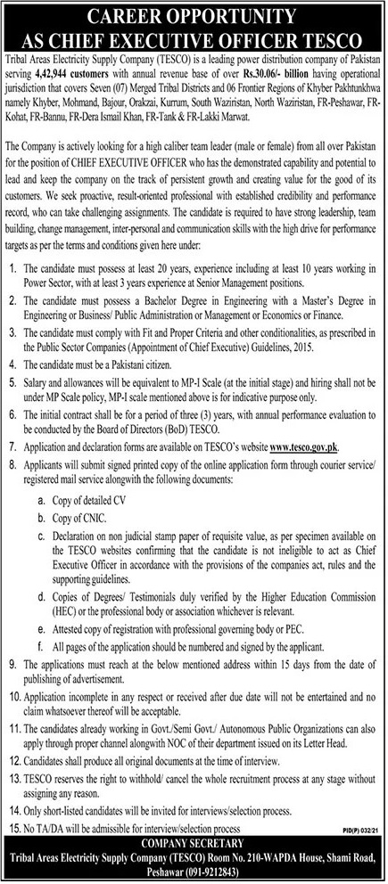 TESCO Jobs 2021 Advertisement @Paper PK
